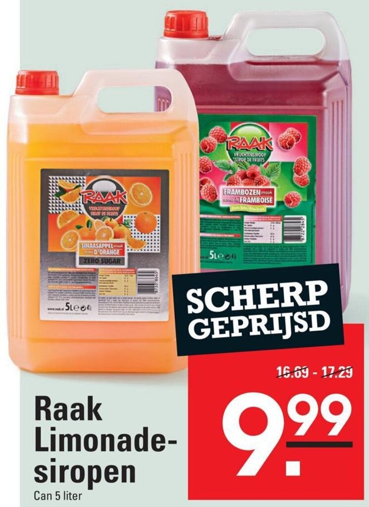 Raak Limonade-siropen 5 liter aanbieding bij Sligro