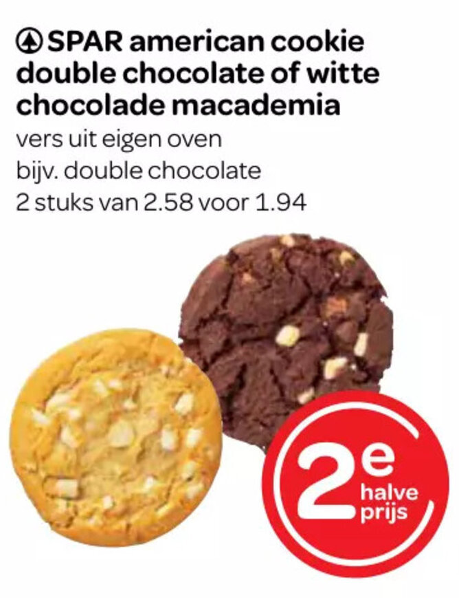 SPAR american cookie double chocolate of witte chocolade macademia ...