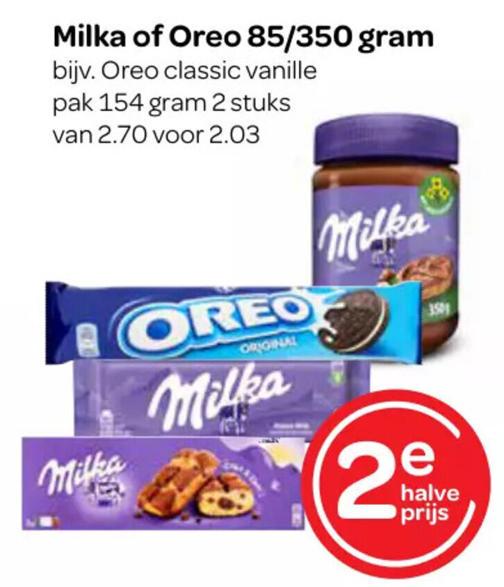 Milka of Oreo 85/350 gram aanbieding bij Spar