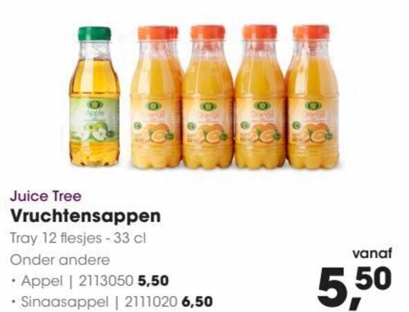 Juice Tree Vruchtensappen Tray 12 flesjes -33 cl aanbieding bij HANOS