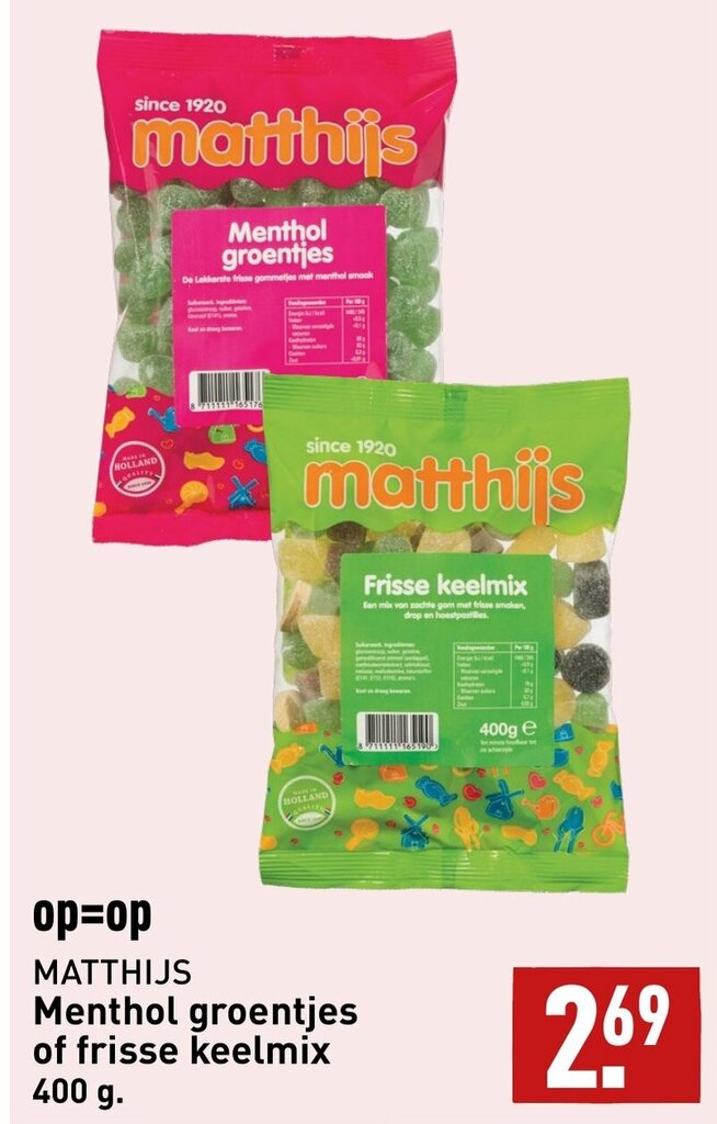 Menthol groentjes of frisse keelmix 400g aanbieding bij ALDI
