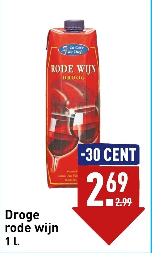 Droge rode wijn 1 l. aanbieding bij ALDI