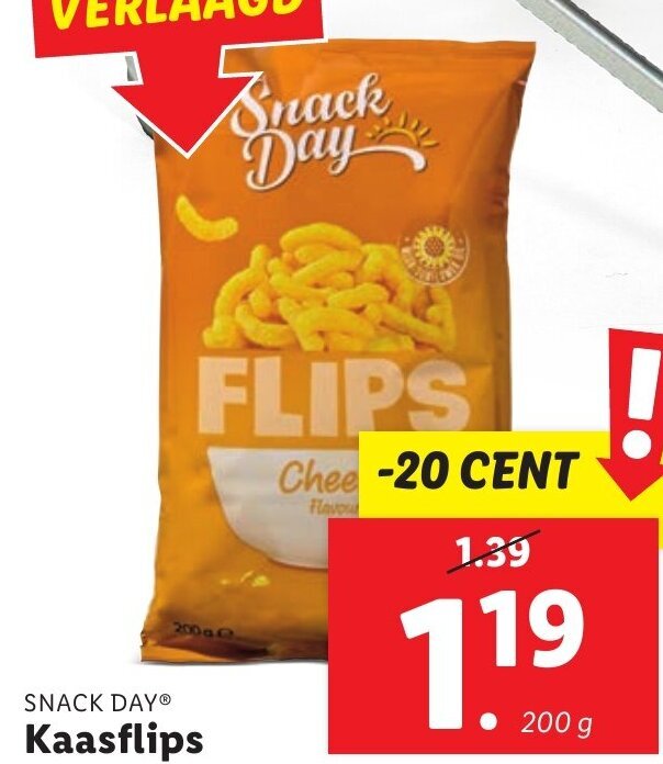 SNACK DAY Kaasflips 200g aanbieding bij Lidl