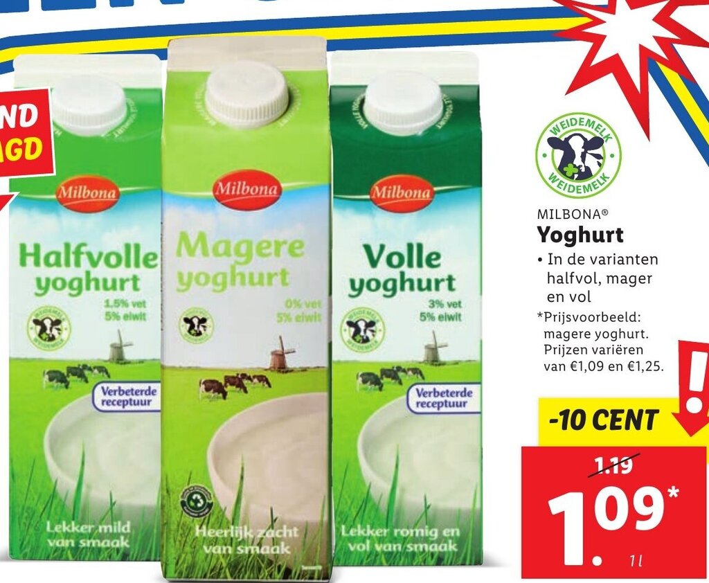 MILBONA Yoghurt aanbieding bij Lidl