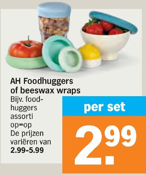 AH Foodhuggers of beeswax wraps aanbieding bij Albert Heijn