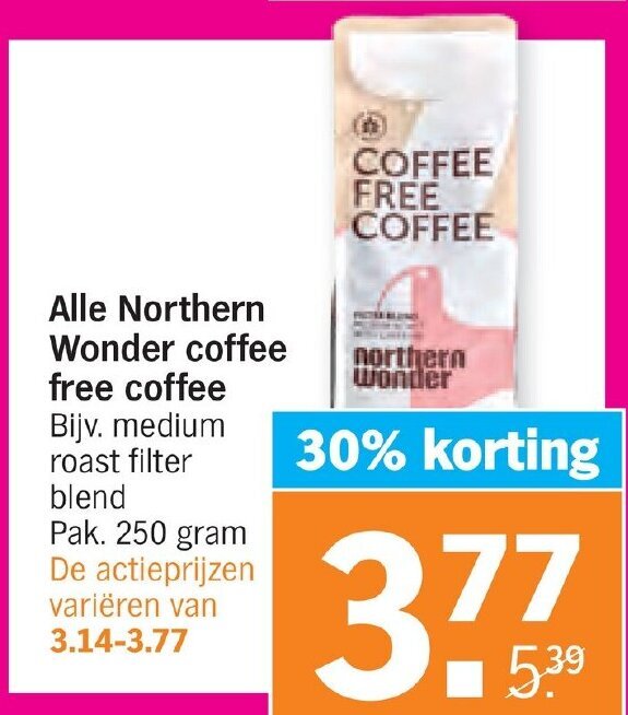 Alle Northern Wonder coffee free coffee 250g aanbieding bij Albert Heijn