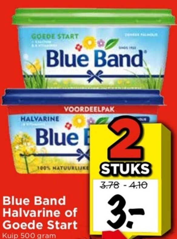 Blue Band Halvarine of Goede Start 500 gram aanbieding bij Vomar