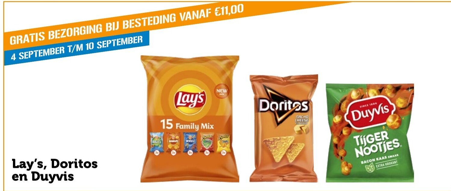 Lay's, Doritos en Duyvis aanbieding bij Coop
