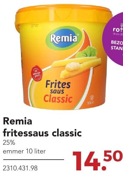 Remia fritessaus classic 10 liter aanbieding bij Zegro