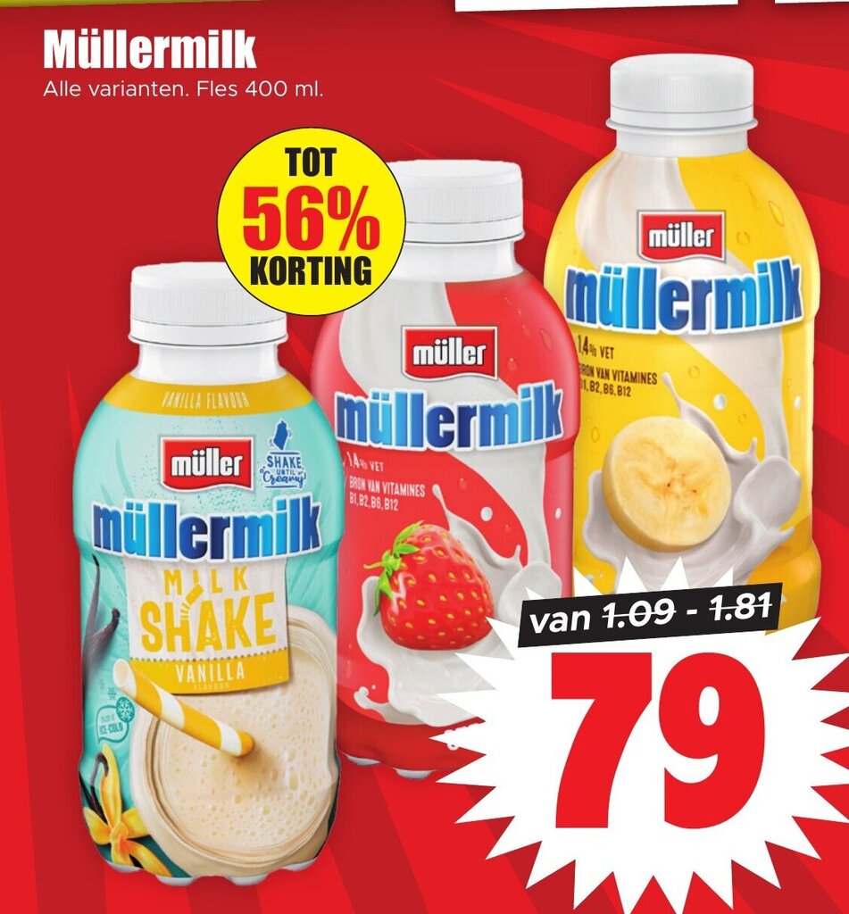 Müllermilk 400ml aanbieding bij Dirk