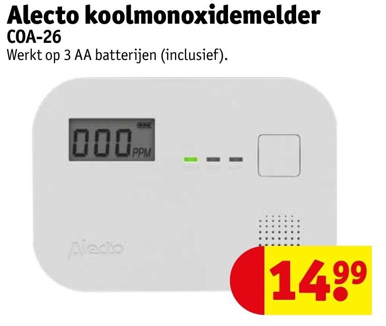 Alecto koolmonoxidemelder COA-26 aanbieding bij Kruidvat