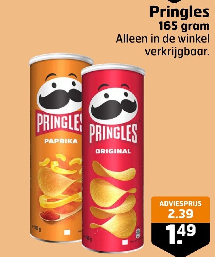 Pringles 165 gram aanbieding bij Trekpleister