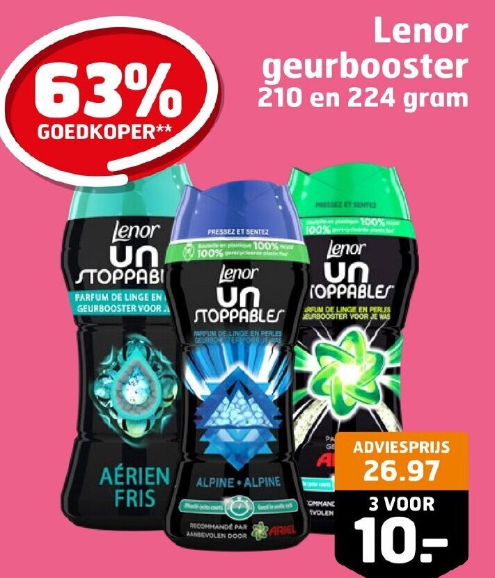 Lenor geurbooster 210 en 224 gram aanbieding bij Trekpleister