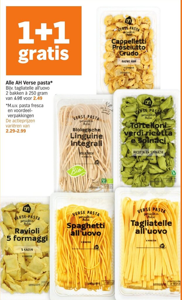 Alle AH Verse pasta aanbieding bij Albert Heijn