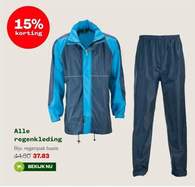 Alle regenkleding bijv. regenpak basis aanbieding bij Welkoop
