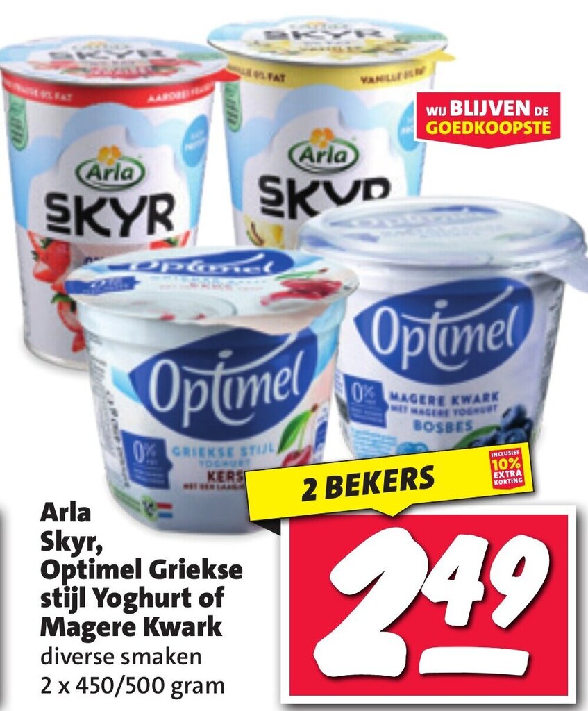 Arla Skyr, Optimel Griekse stijl Yoghurt of Magere Kwark aanbieding bij ...