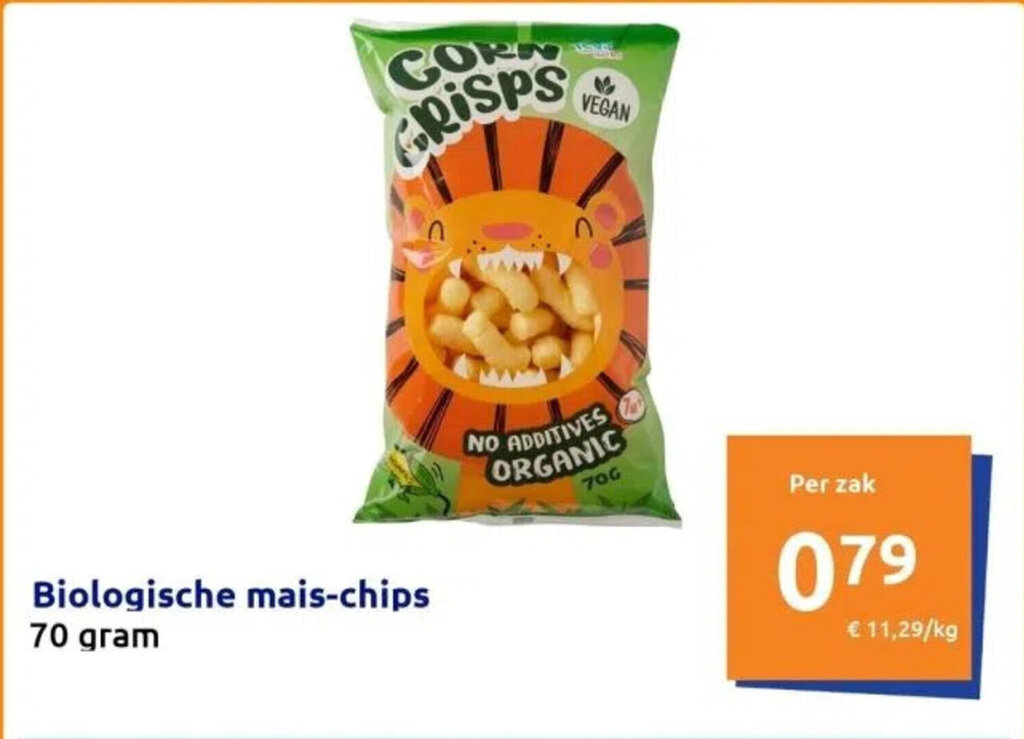 Biologische mais-chips 70 gram aanbieding bij Action