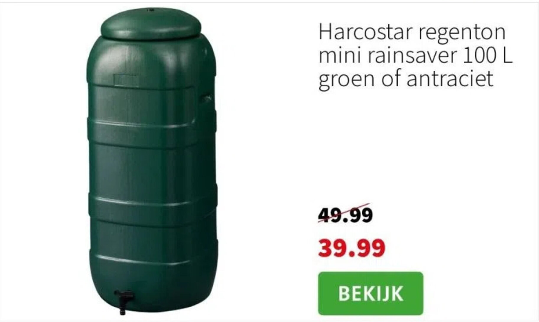 Harcostar regenton mini rainsaver 100 L groen of antraciet aanbieding ...