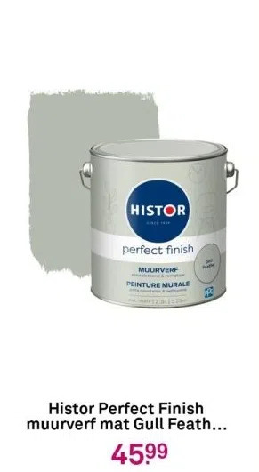 Histor perfect finish muurverf mat gull feather 2,5 liter aanbieding ...
