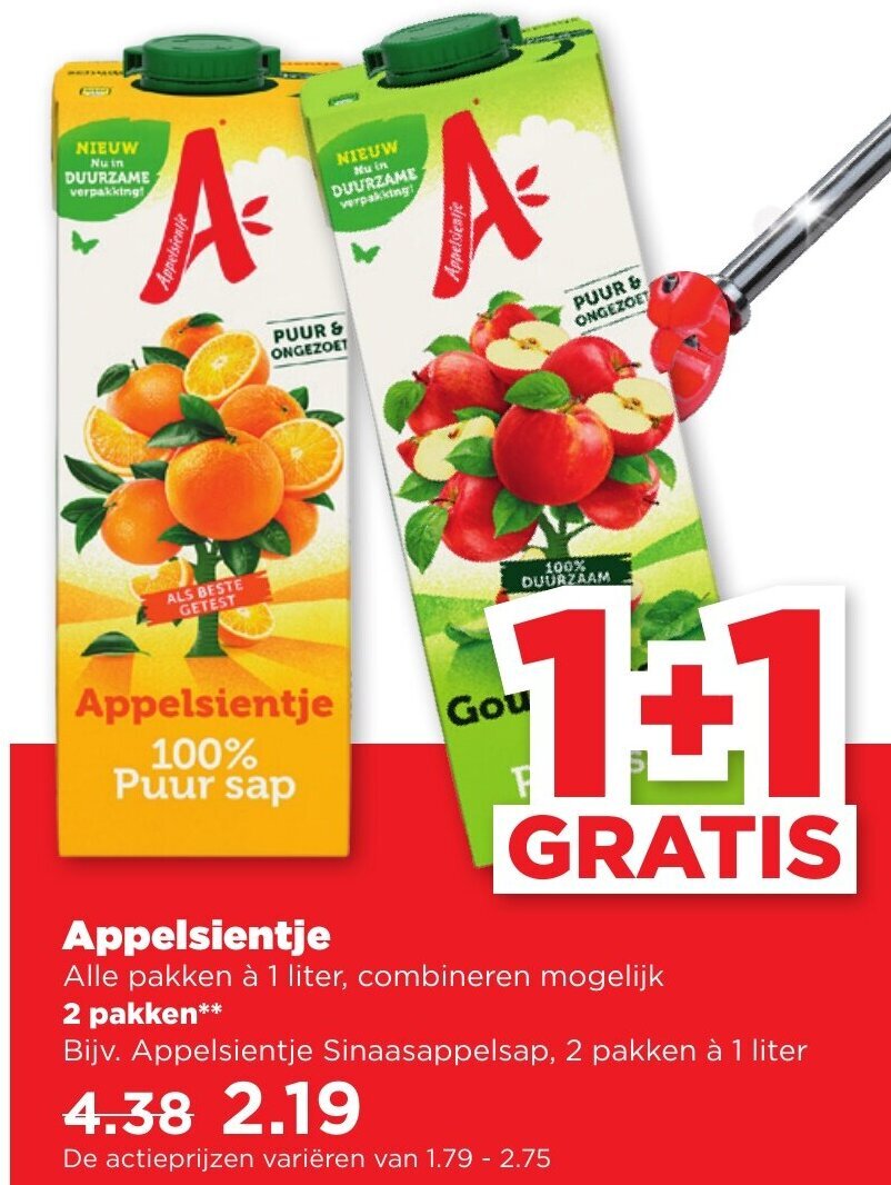Appelsientje 1liter aanbieding bij Plus Vandaag