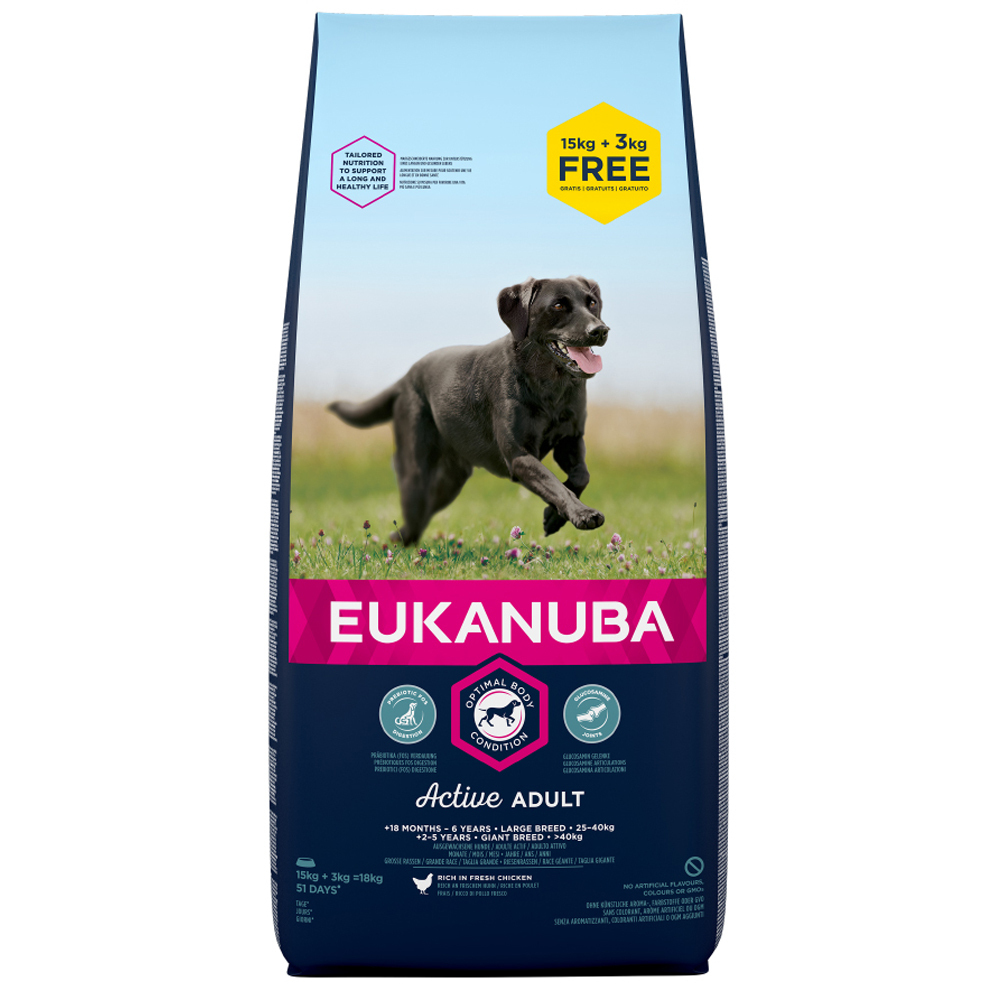 18kg active adult large breed kip eukanuba hondenvoer aanbieding bij ...