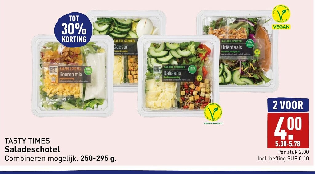 TASTY TIMES Saladeschotel 250-295 g aanbieding bij ALDI