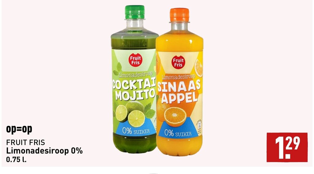 FRUIT FRIS Limonadesiroop 0.75 L aanbieding bij ALDI