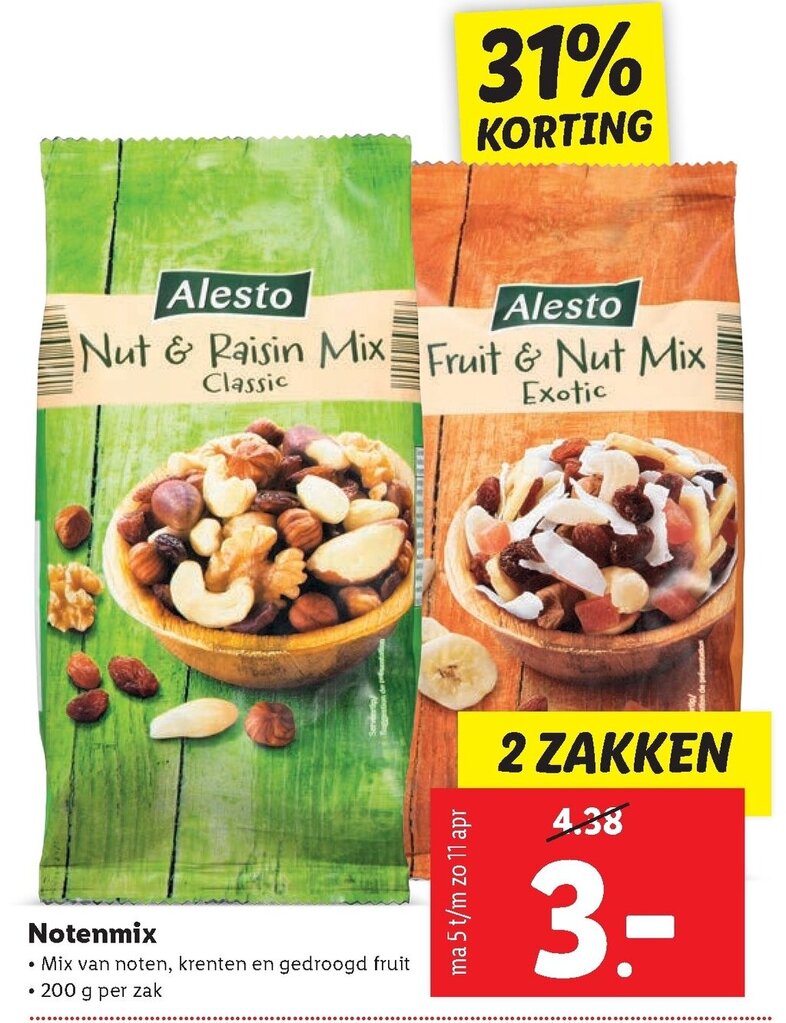 Alesto Notenmix 2x200g aanbieding bij Lidl