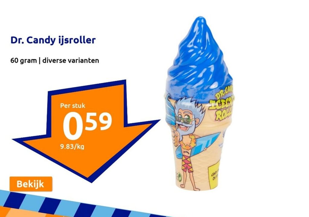 Dr. Candy ijsroller 60 gram aanbieding bij Action