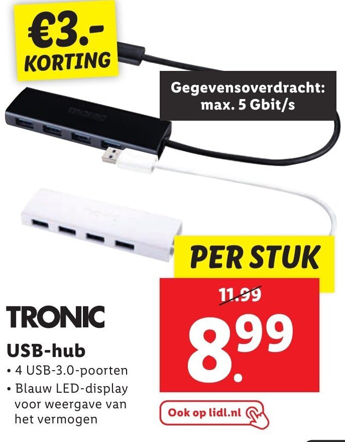 TRONIC USB-hub aanbieding bij Lidl