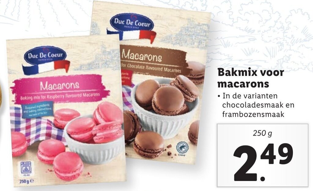 Bakmix voor Macarons 250g aanbieding bij Lidl