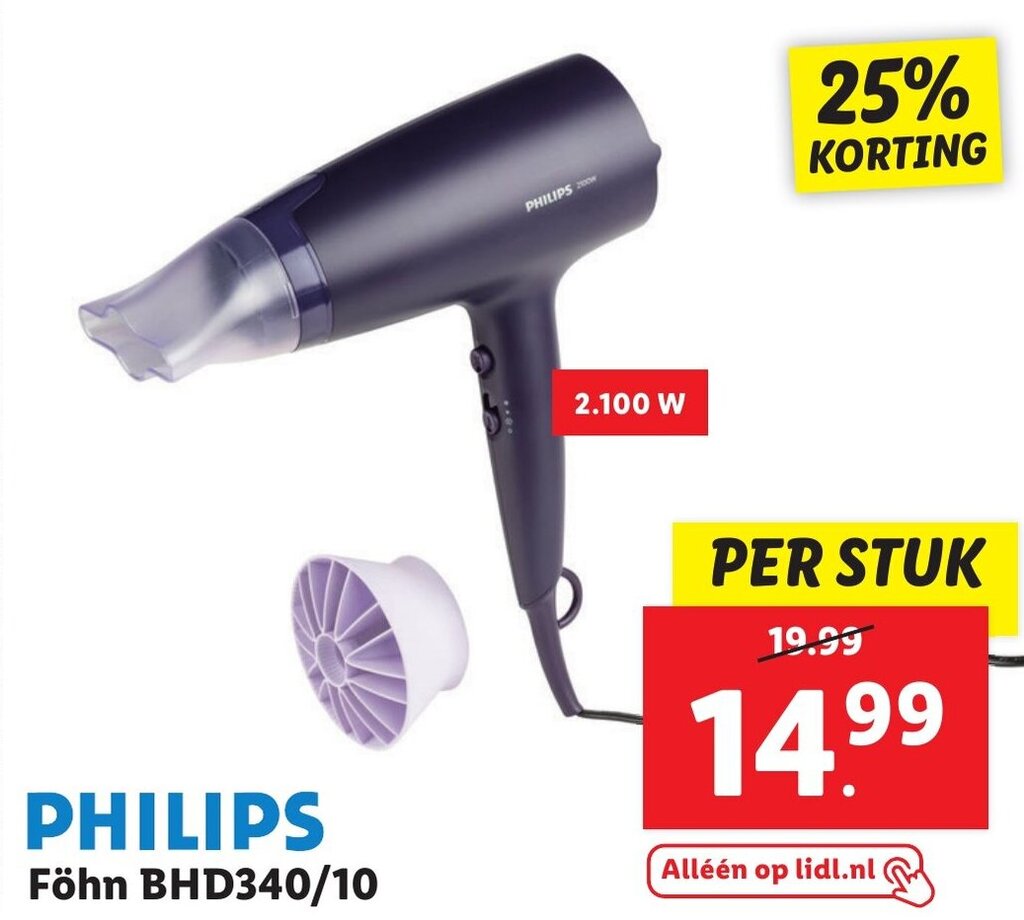 PHILIPS Föhn BHD340/10 aanbieding bij Lidl
