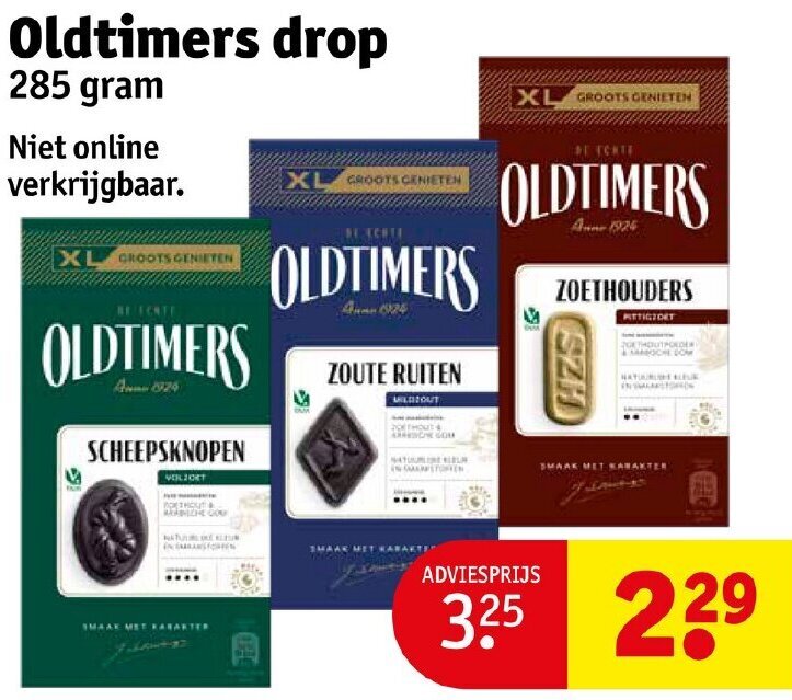 Oldtimers drop 285 gram aanbieding bij Kruidvat