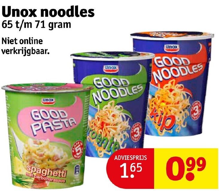 Unox noodles 71 gram aanbieding bij Kruidvat