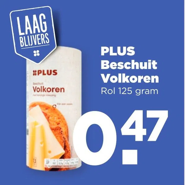 Plus beschuit volkoren aanbieding bij PLUS
