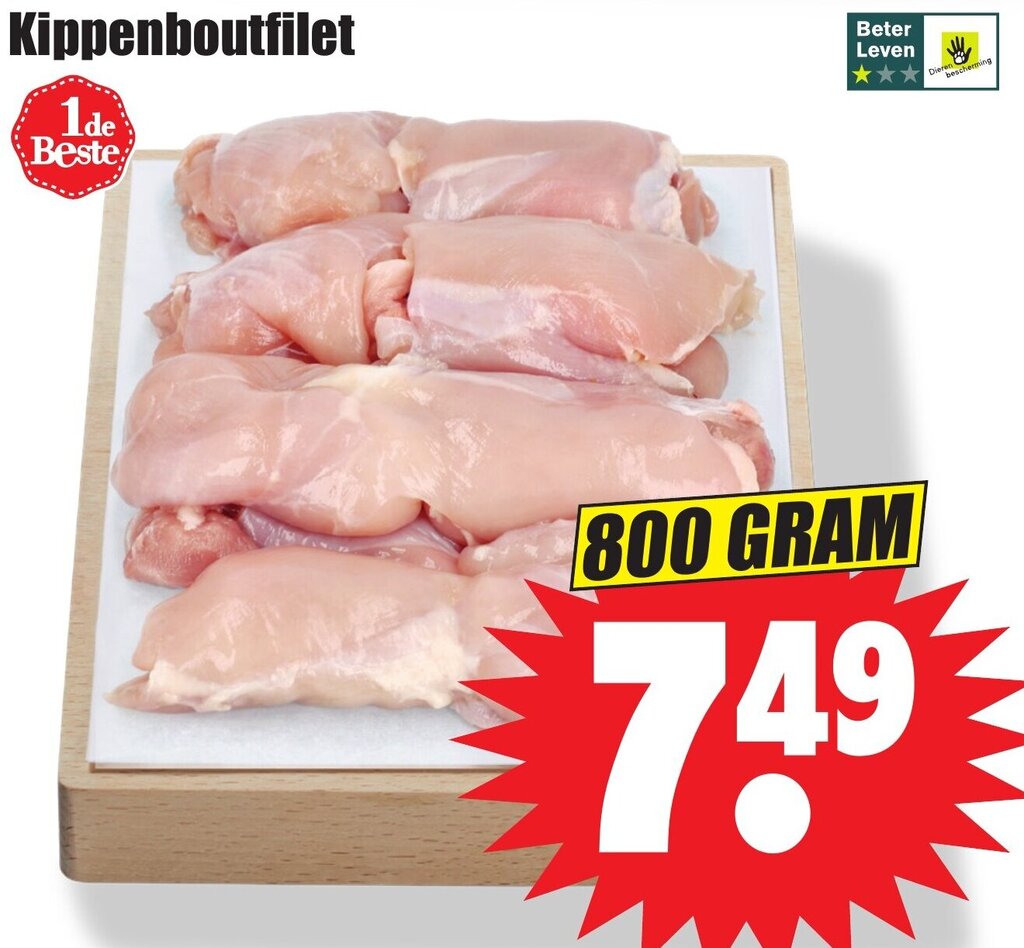 Kippenboutfilet 800 GRAM aanbieding bij Dirk