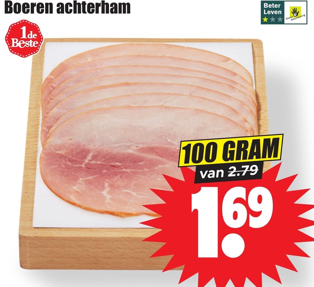 Boeren achterham 100 GRAM aanbieding bij Dirk