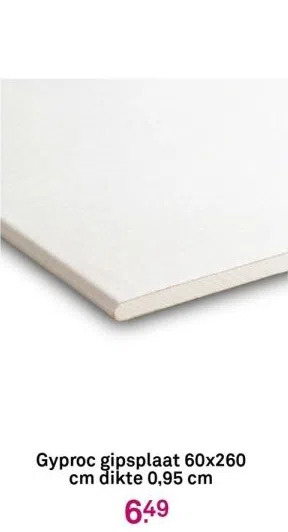 Gyproc gipsplaat 60x260 cm dikte 0,95 cm aanbieding bij Karwei