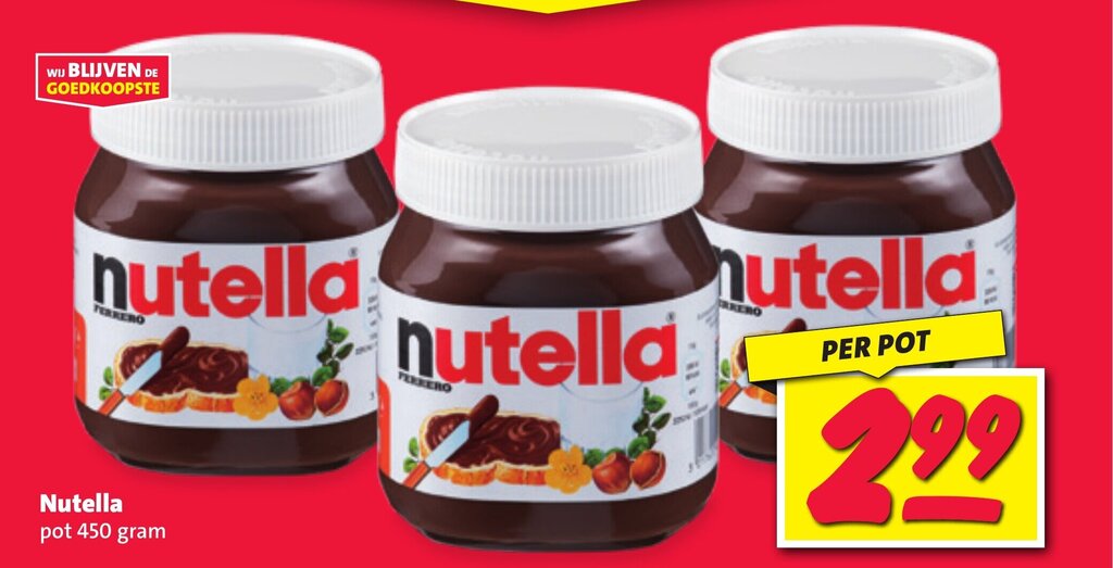 Nutella pot 450 gram aanbieding bij Nettorama