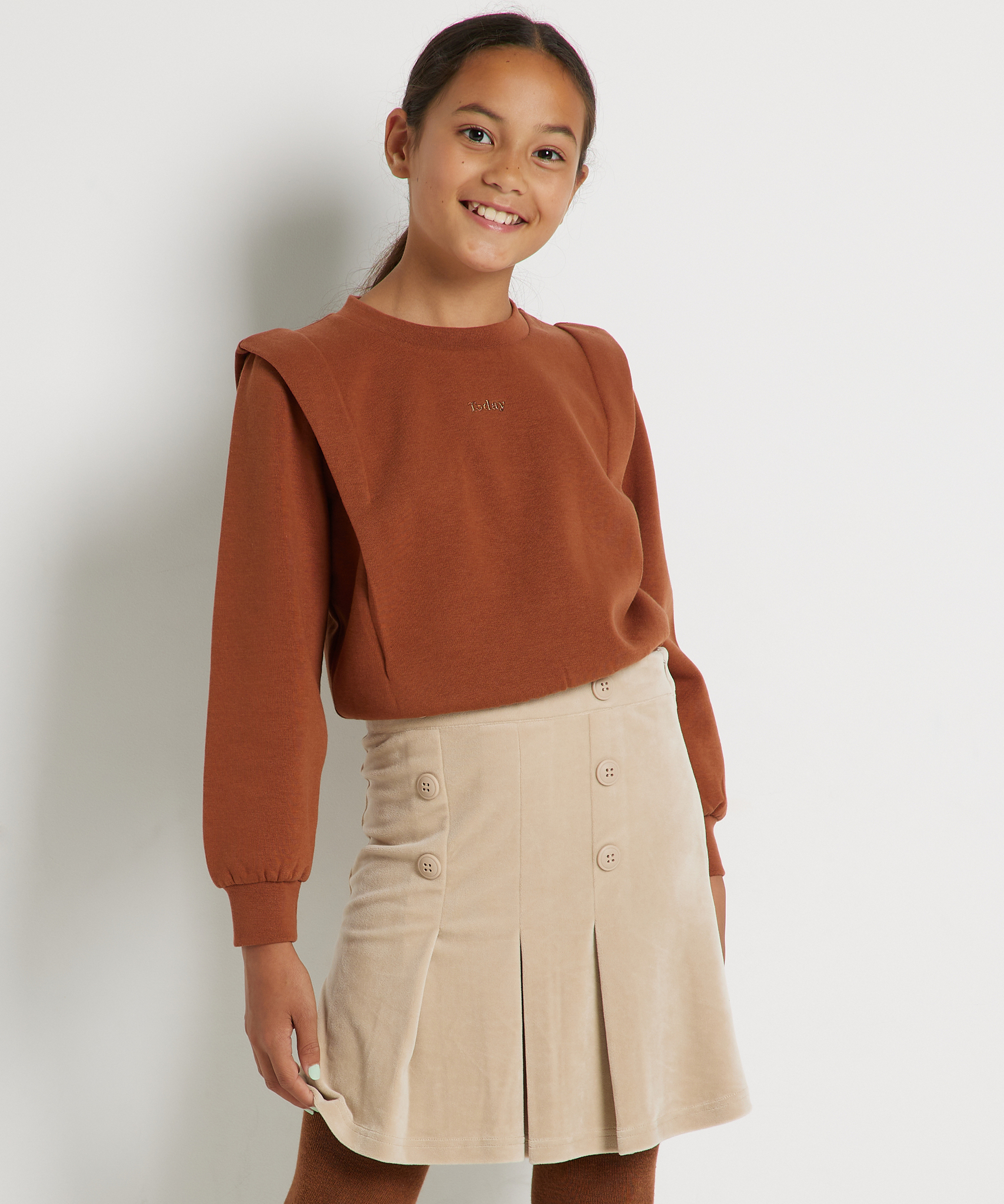 Meisjes velours fancy rokje beige in maat aanbieding bij terStal