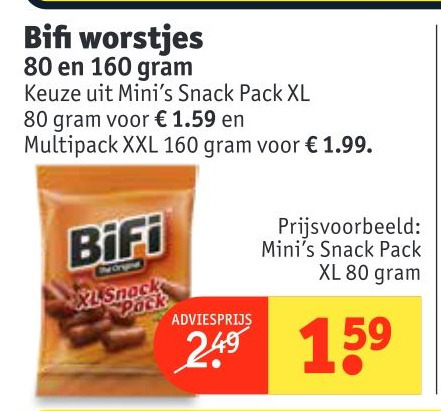 Bifi worstjes 80 gram aanbieding bij Kruidvat