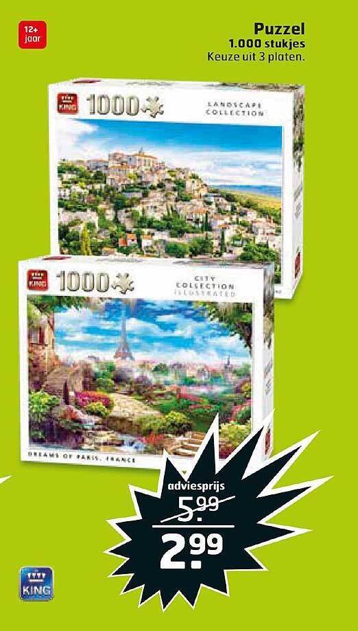 Puzzel 1,000 stukjes aanbieding bij Trekpleister