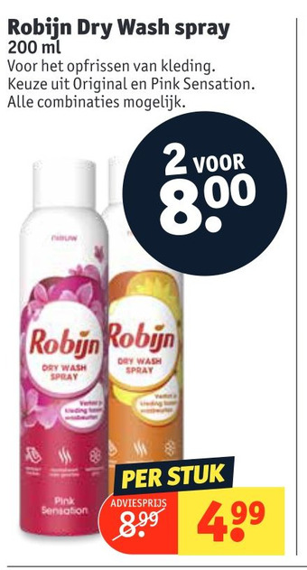 Robijn Dry Wash spray 200 ml aanbieding bij Kruidvat
