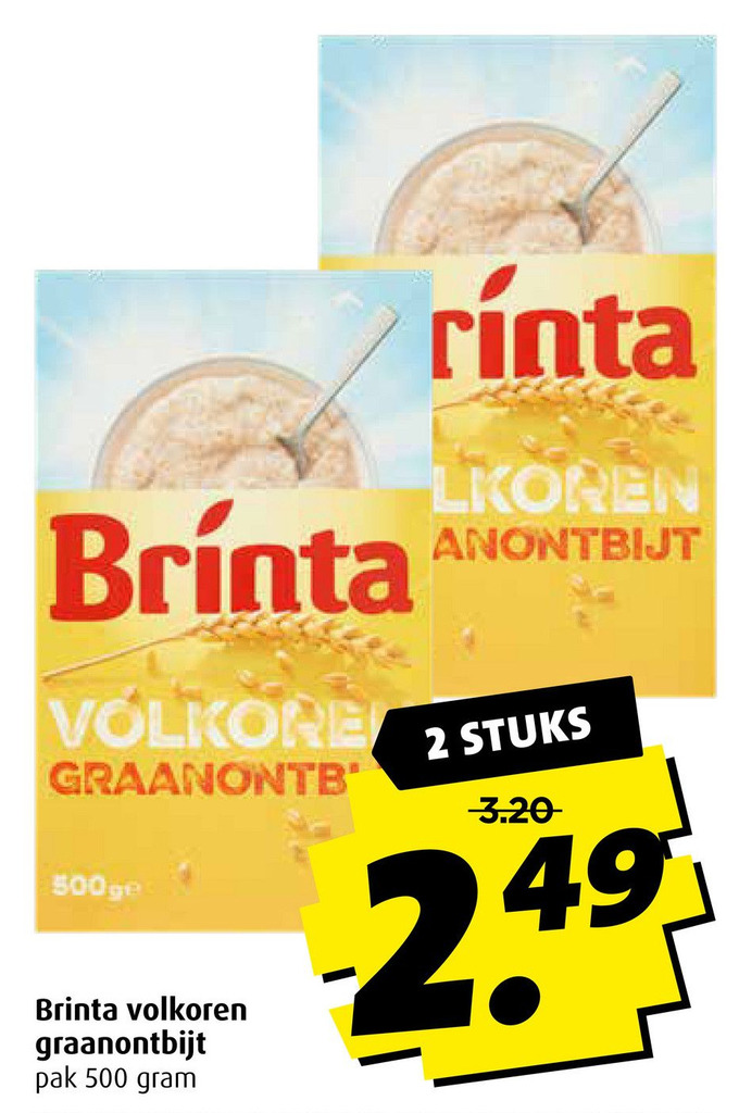 Brinta volkoren graanontbijt 500 gram aanbieding bij Boni