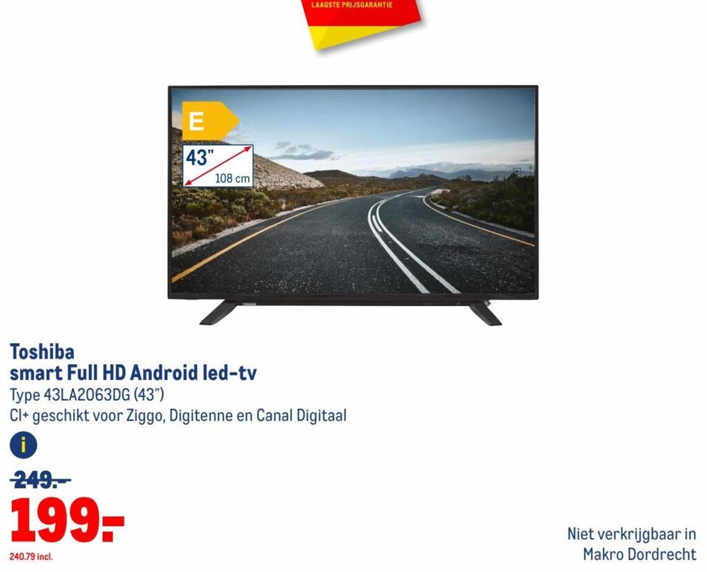Toshiba smart Full HD Android led-tv aanbieding bij Makro