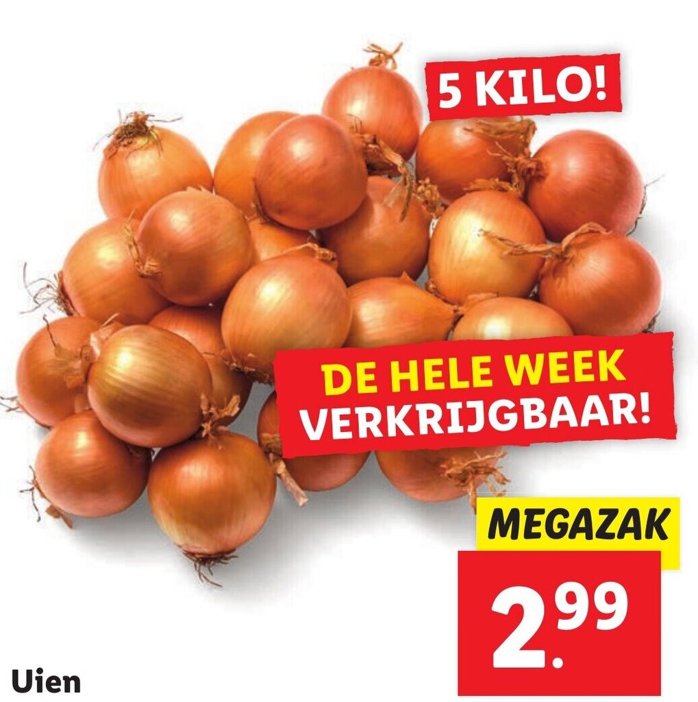 Uien 5 KILO aanbieding bij Lidl