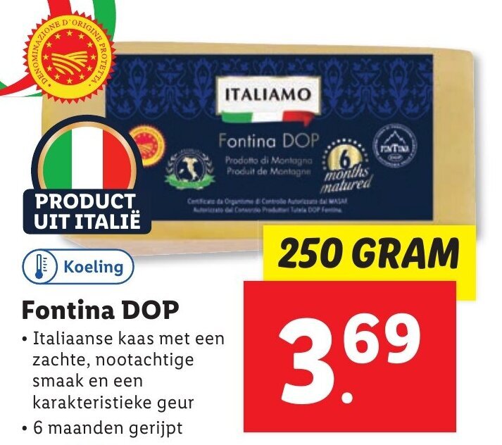 Fontina DOP 250g aanbieding bij Lidl