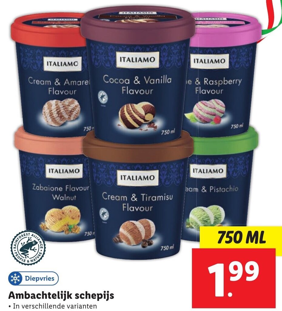 Ambachtelijk schepijs 750ml aanbieding bij Lidl