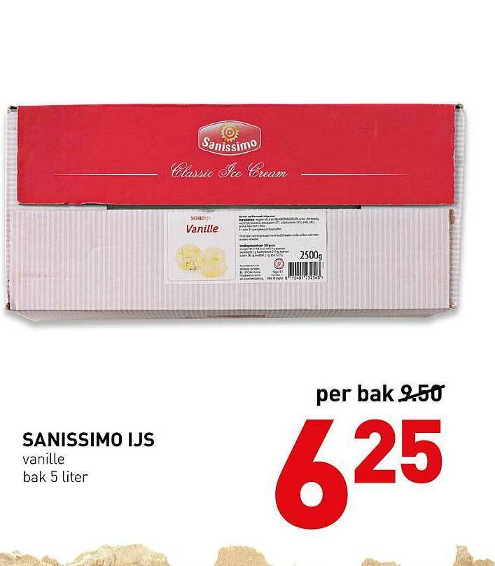 Sanissimo Ijs Vanille 5 liter aanbieding bij De Kweker