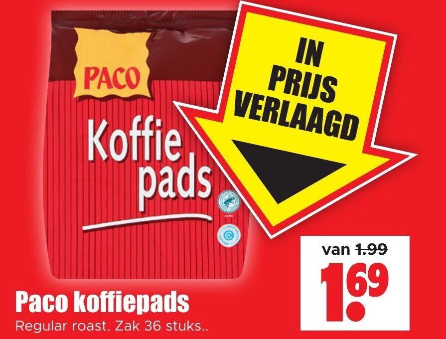 Paco koffiepads aanbieding bij Dirk
